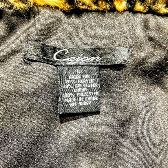 Cejon | Jackets & Coats | Vintage Cajon Faux Fur Animal Print Vest L ...